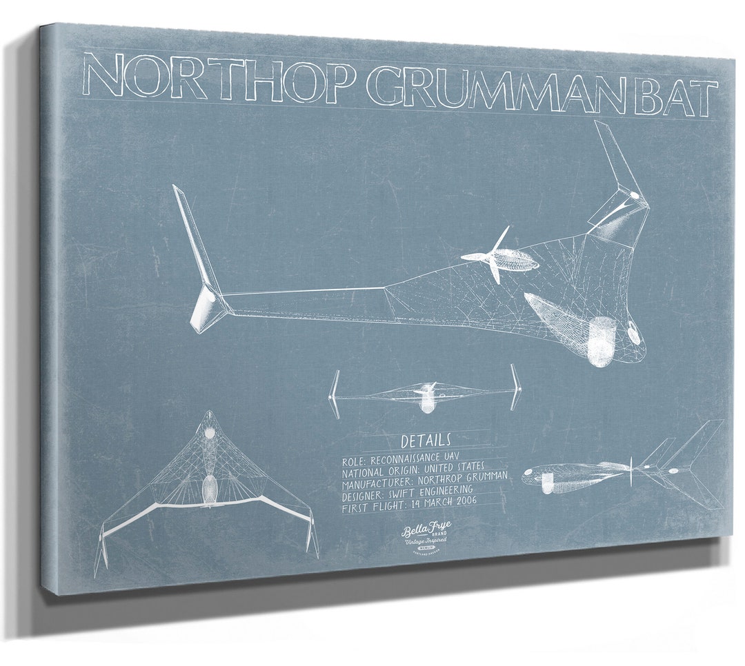 Northrop Grumman Bat UAV Blueprint Wall Art - Original UAV Print - Etsy