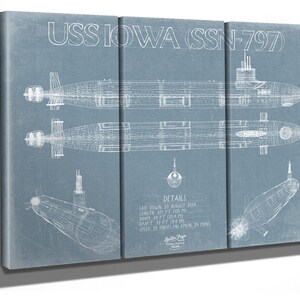 USS Iowa (SSN-797) Blueprint Wall Art - Original Submarine Print - Etsy