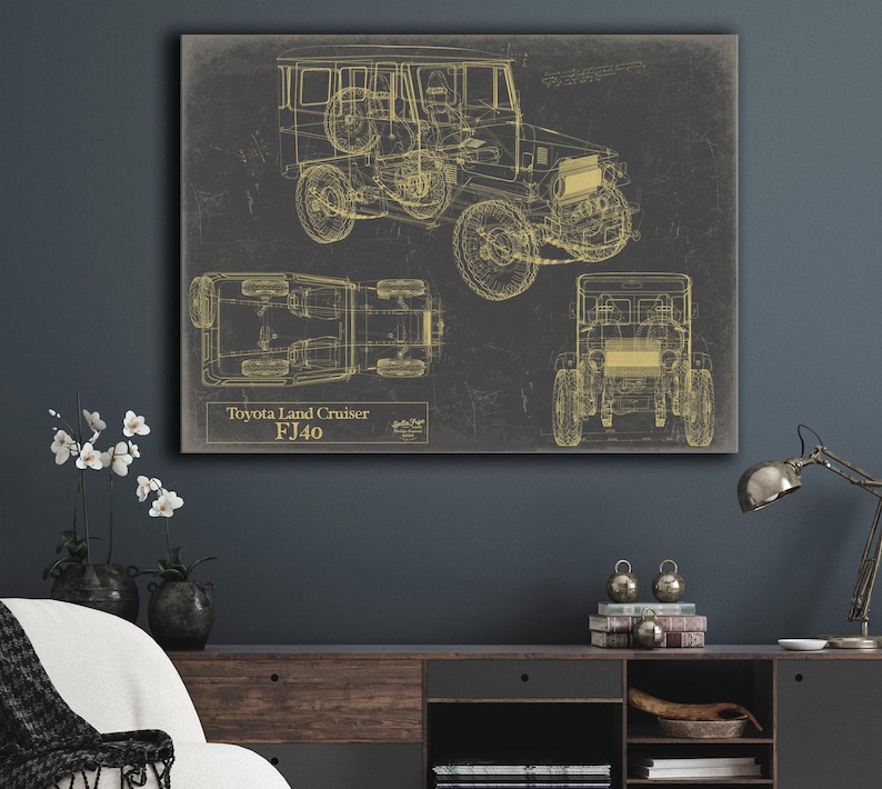 1970 Land Cruiser FJ40 Model Print, Original Blueprint Canvas - Etsy