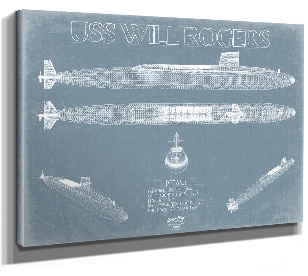 USS Will Rogers (SSBN-659) Blueprint Wall Art - Original Submarine ...