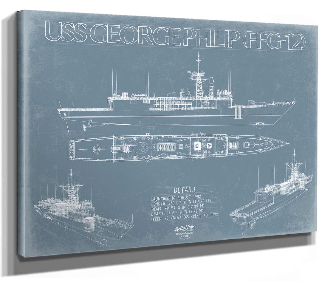 USS George Philip (FFG-12) Blueprint Wall Art - Original Frigate Print ...