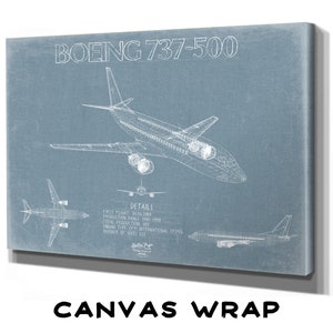 Boeing 737-500 Aircraft Blueprint Wall Art - Original Aviation Plane ...
