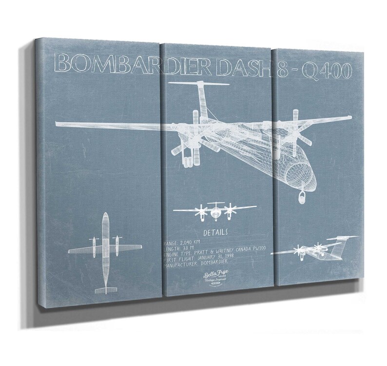 Bombardier Dash 8 Q400 Aircraft Blueprint Wall Art Original - Etsy