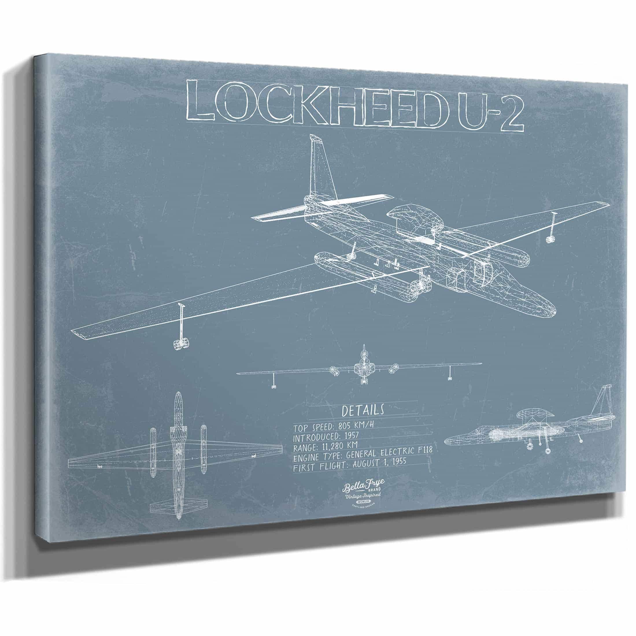 Lockheed U-2 Dragon Lady Blueprint Wall Art - Original Aviation Plane ...