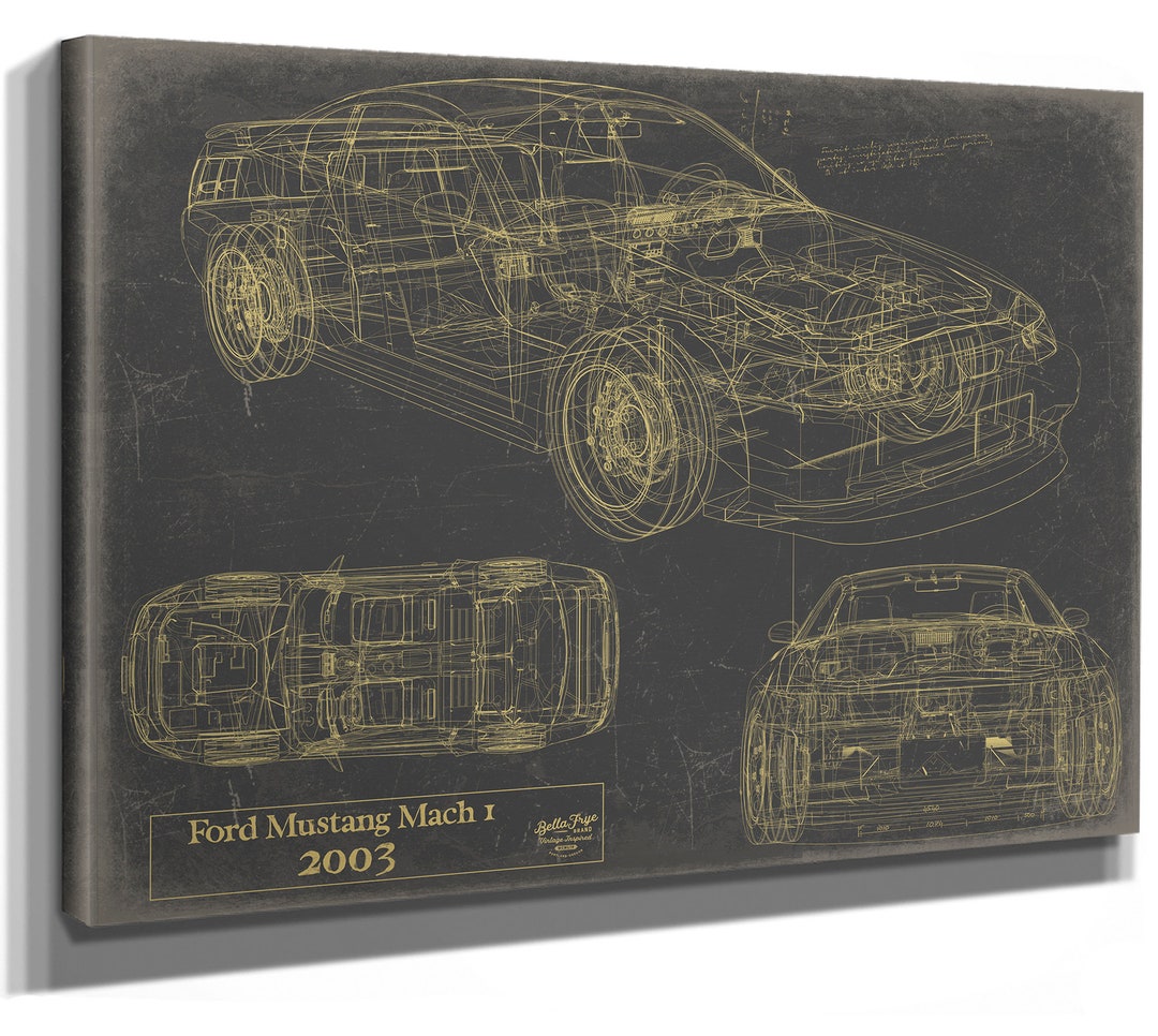 2003 Ford Mustang Mach 1 Car Model Print, Original Blueprint Canvas - Etsy