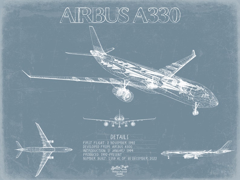 Airbus A330 Aircraft Blueprint Wall Art Original Aviation - Etsy