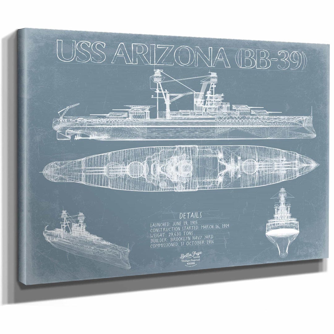 USS Arizona BB-39 - Blueprint Wall Art - Original Battleship Print - Etsy