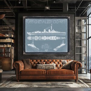 USS Chevalier (DD-451) Blueprint Wall Art - Original Destroyer Print - Etsy