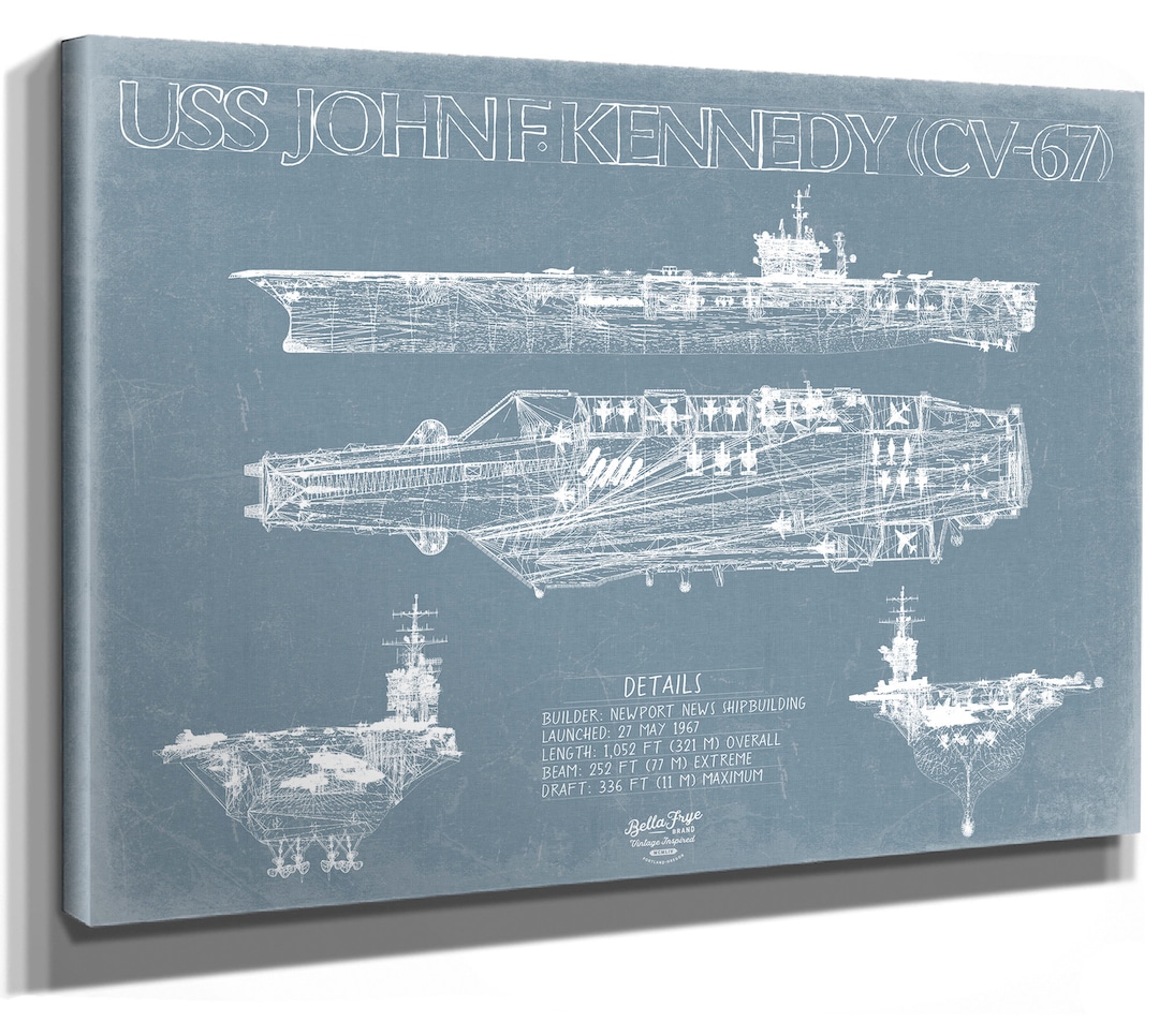 USS John F. Kennedy (CV-67) Blueprint Wall Art - Original Carrier Print ...