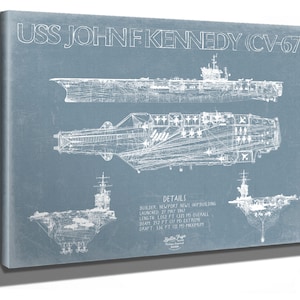 USS John F. Kennedy (CV-67) Blueprint Wall Art - Original Carrier Print ...