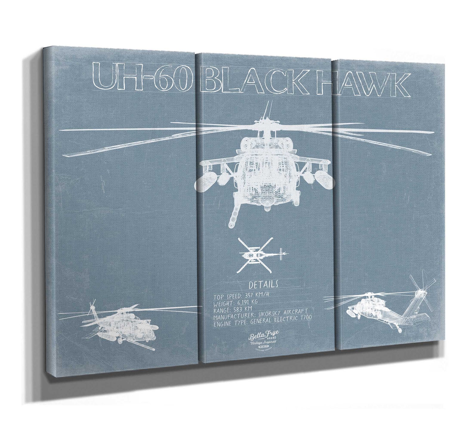 UH-60 Blackhawk Helicopter Aircraft Blueprint Wall Art - Etsy