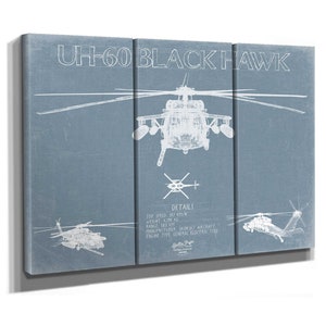 UH-60 Blackhawk Helicopter Aircraft Blueprint Wall Art - Original ...