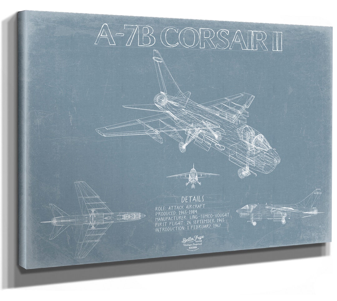LTV A-7B Corsair II Aircraft Blueprint Wall Art - Original Fighter ...