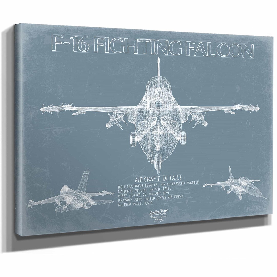 F-16 Aircraft Blueprint Wall Art - Original Fighter Plane Print - Etsy