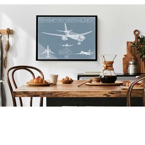Boeing 787 Dreamliner Aircraft Blueprint Wall Art - Original Aviation ...