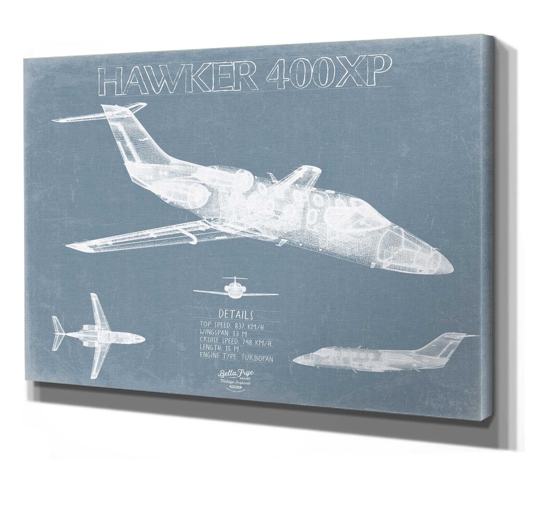 Hawker 400XP Beechjet 400 Aircraft Blueprint Wall Art - Original ...