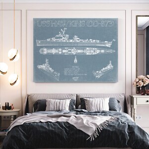 USS Hawkins (DD-873) Blueprint Wall Art - Original Destroyer Print - Etsy