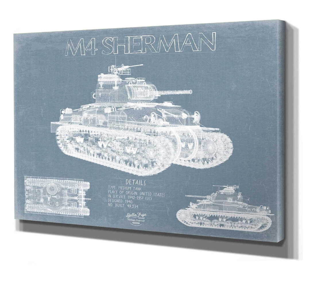 M4 Sherman Tank Blueprint Wall Art - Original Military Print - Etsy UK