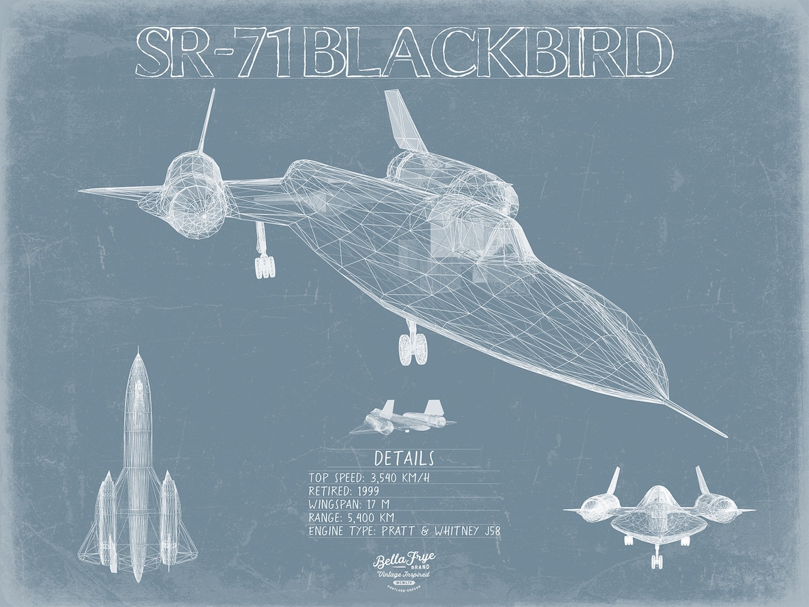 Lockheed SR-71 Blackbird Aircraft Blueprint Wall Art - Etsy