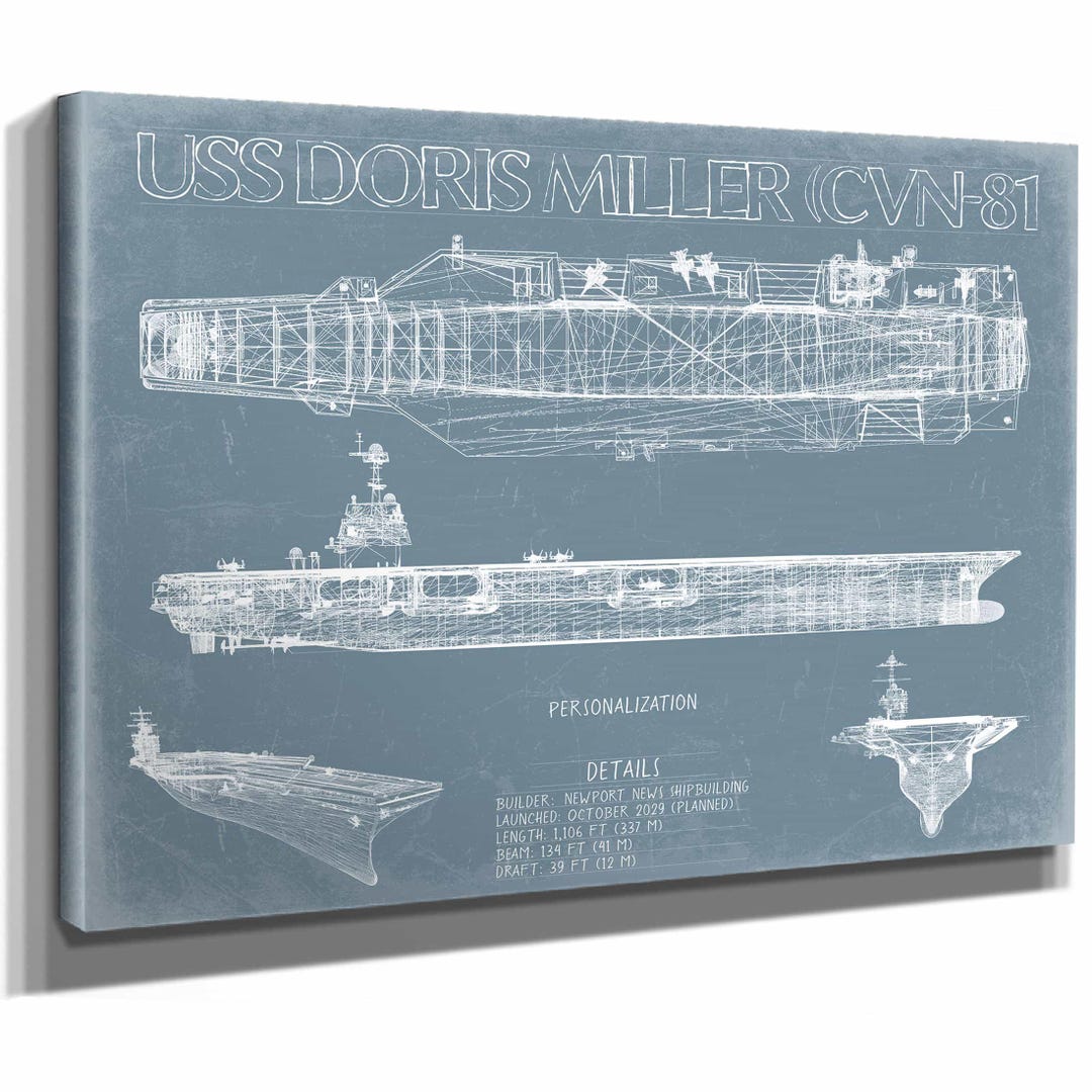 USS Doris Miller (CVN-81) Blueprint Wall Art - Original Carrier Print ...