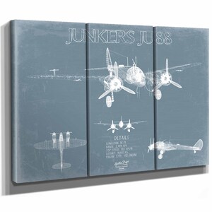 Junkers Ju 88 Aircraft Blueprint Wall Art - Original Airplane Print - Etsy