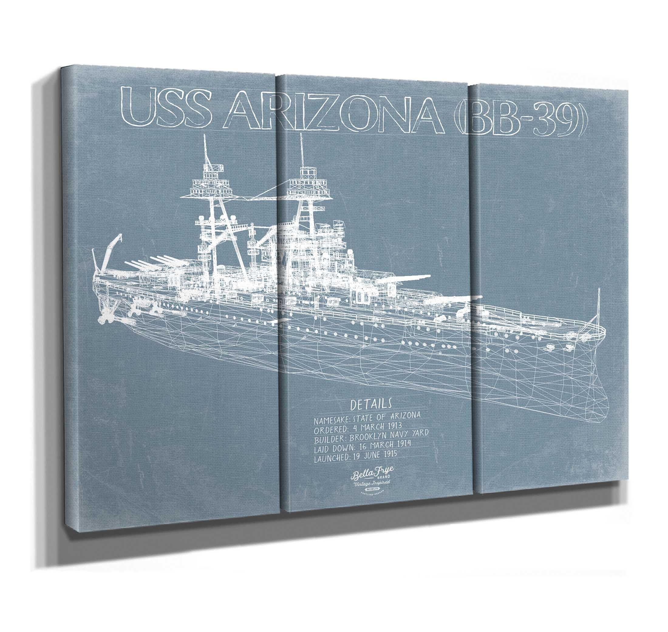 USS Arizona BB-39 Blueprint Wall Art - Original Battleship Print - Etsy