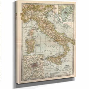 Framed Italy Vintage Map - Ornate Embellishment Frame With Print - Etsy