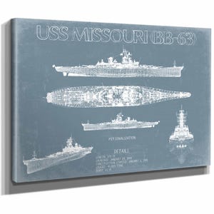 USS Missouri (BB-63) Blueprint Wall Art - Original Battleship Print - Etsy
