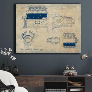Vintage Chevrolet LS1 Engine Print, Original Blueprint Canvas - Etsy