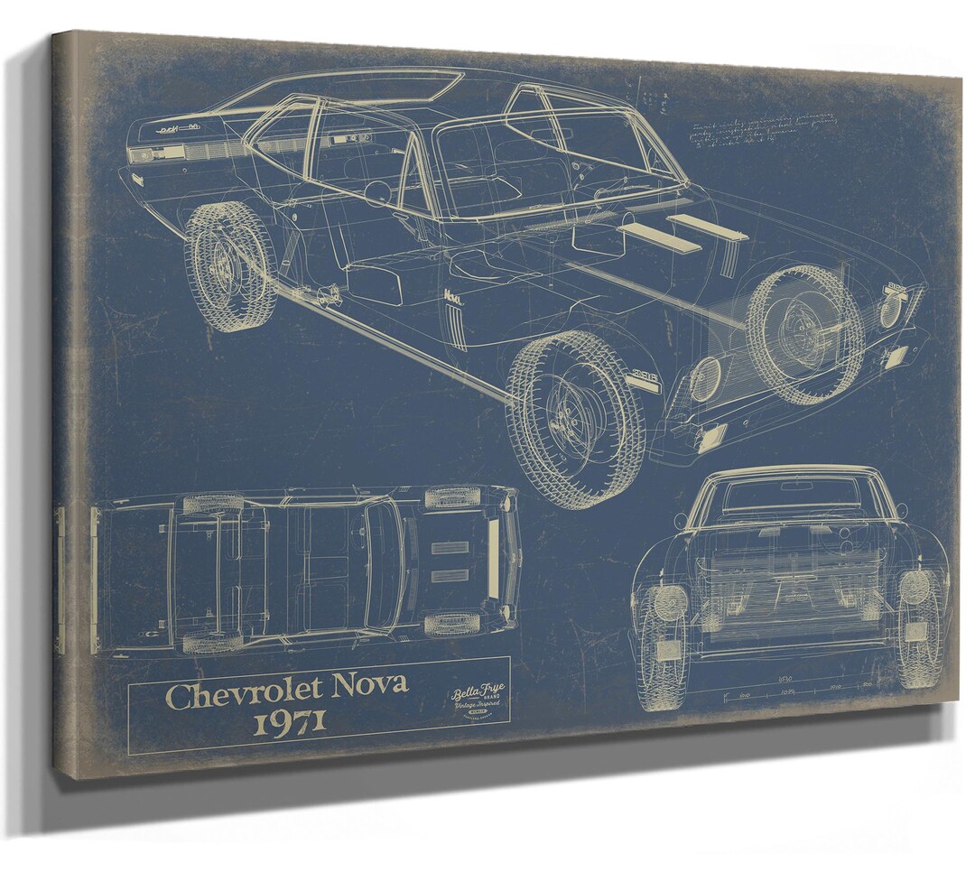 1971 Chevrolet Nova SS Blueprint Art Print: Framed/unframed Canvas - Etsy