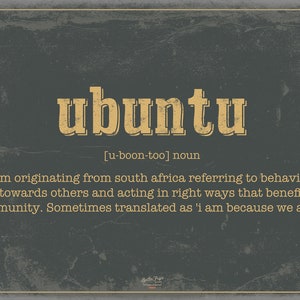 Ubuntu Word Definition Wall Art - Gift for Ubuntu Dictionary Artwork - Etsy