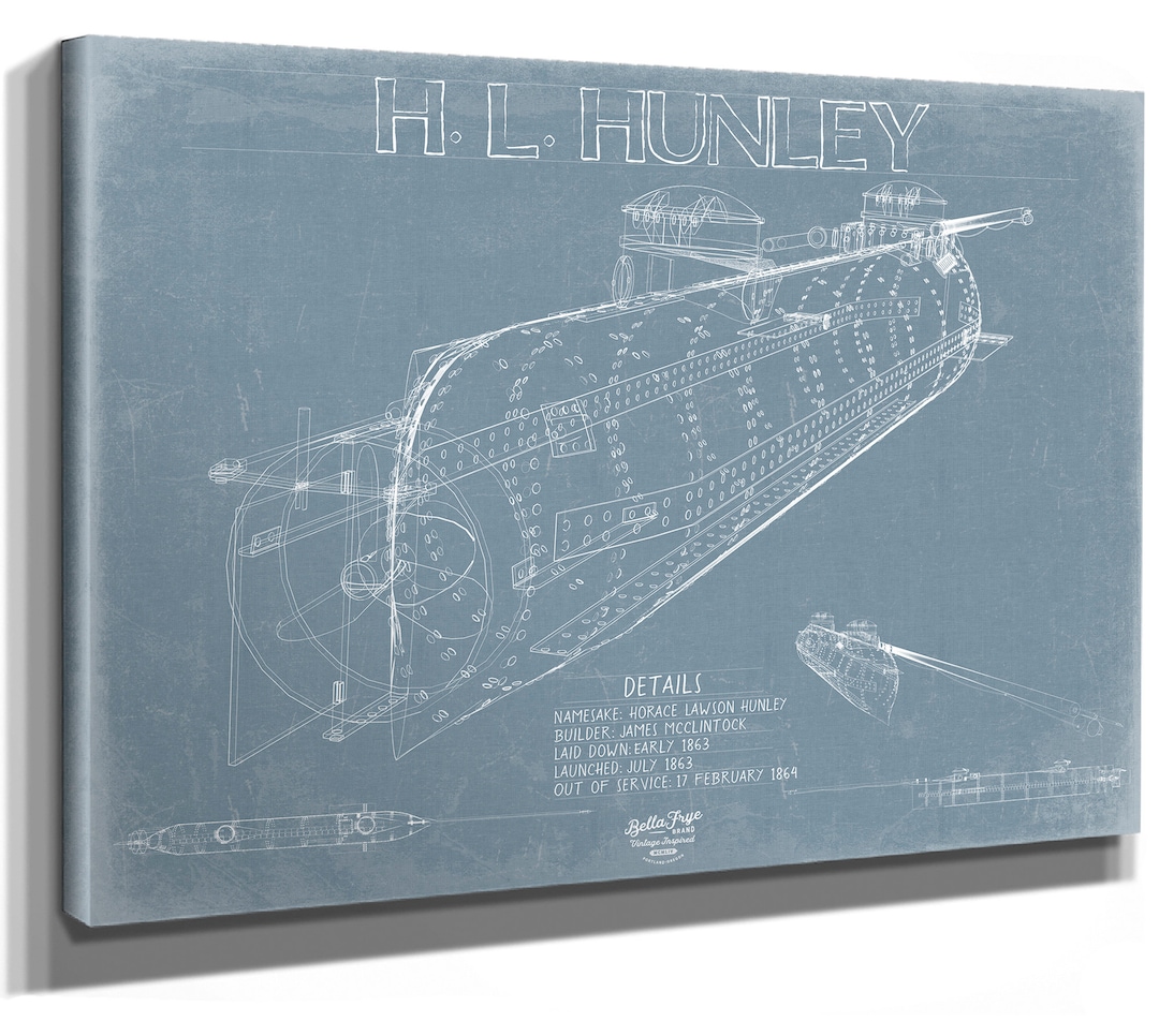 H.L Hunley Blueprint Wall Art - Original CSS Hunley Submarine Print - Etsy