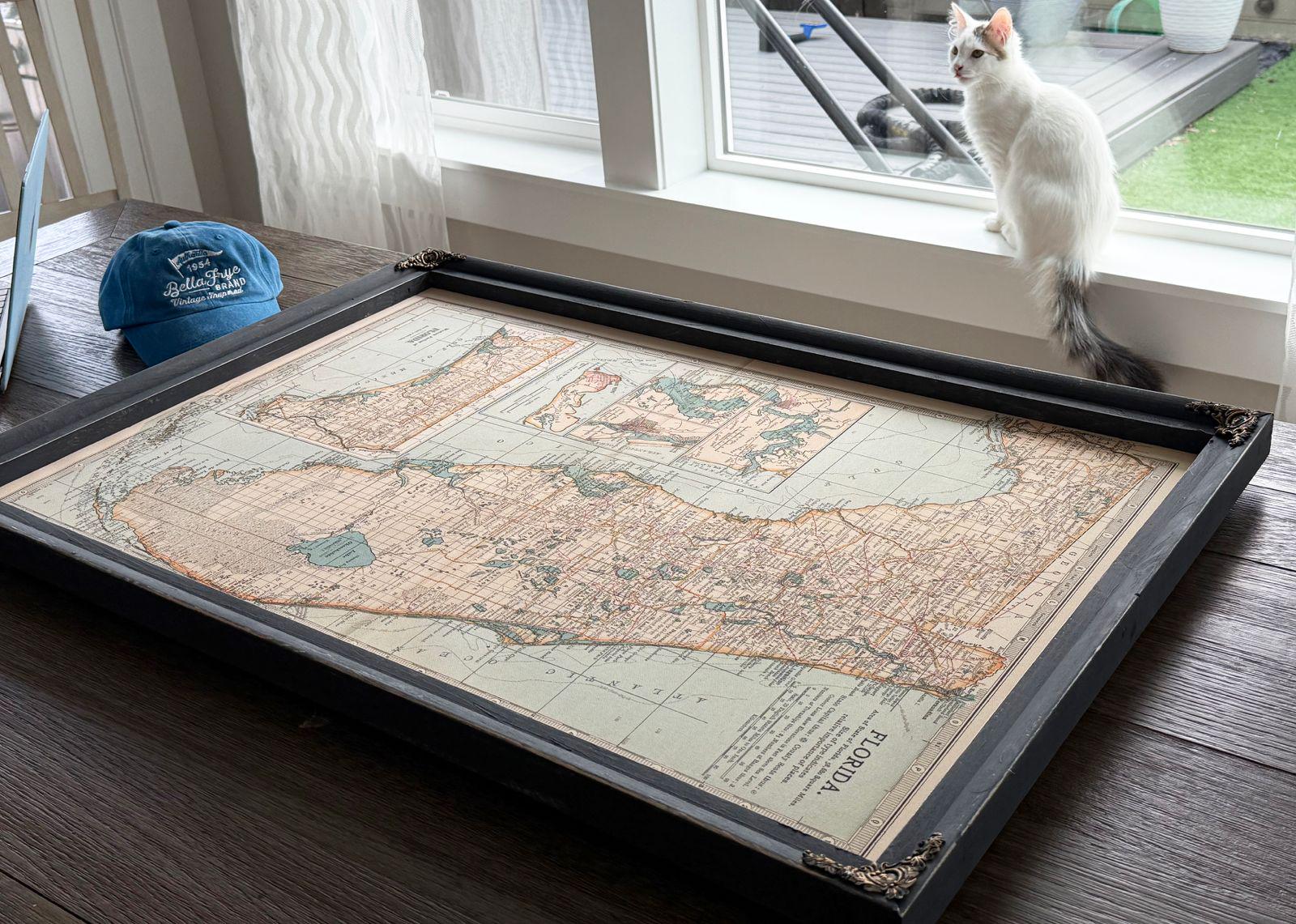 Framed World Vintage Map - Ornate Embellishment Frame With Print - Etsy