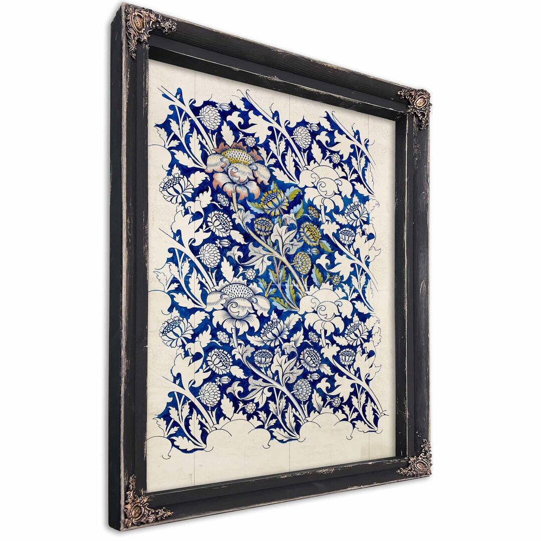 William Morris Blue Floral Print – Arts and Crafts Wall Art – Vintage ...