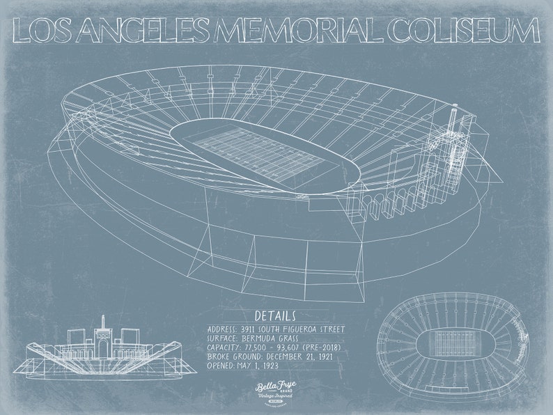 Los Angeles Memorial Coliseum Wall Art Original USC Trojans - Etsy