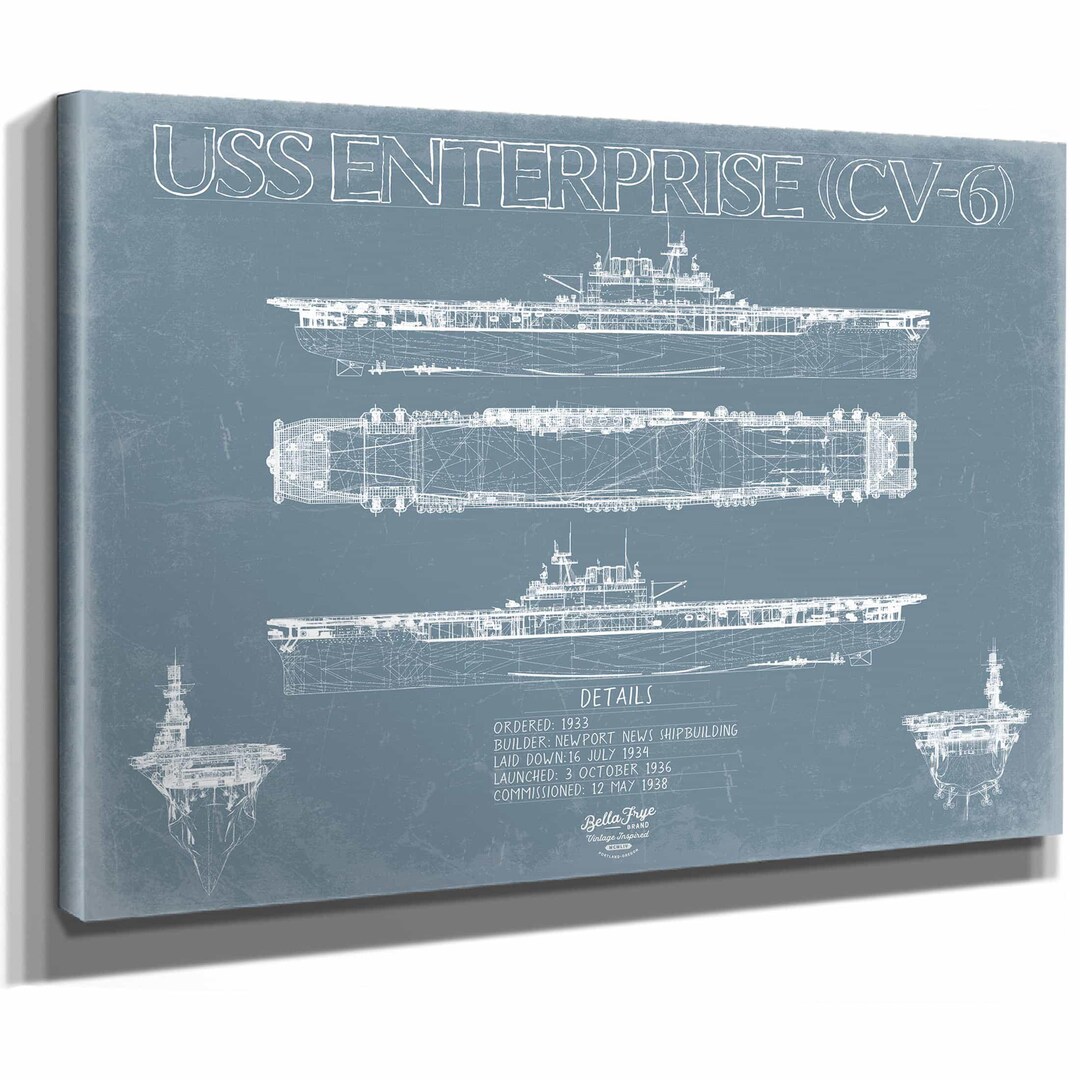 USS Enterprise CV-6 Blueprint Wall Art - Original Carrier Print - Etsy ...
