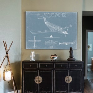 Pilatus PC-12 Aircraft Blueprint Wall Art - Original Aviation Plane ...