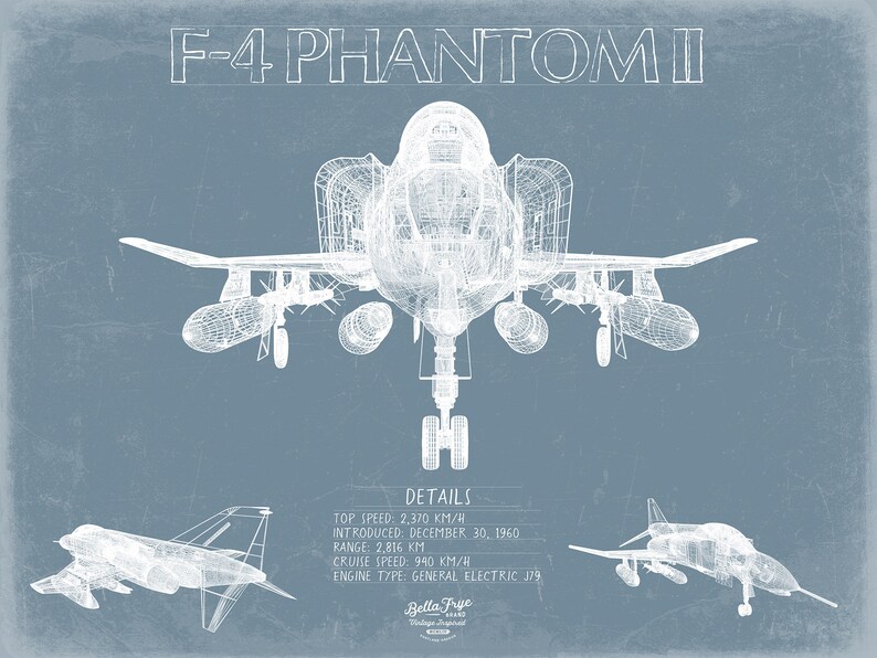 F-4 Phantom II Aircraft Blueprint Wall Art Original Fighter - Etsy