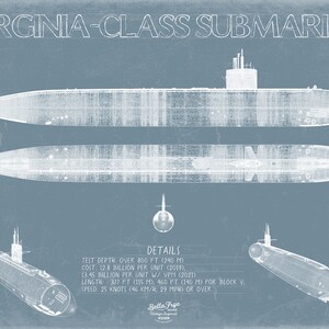 Virginia-class Submarine Blueprint Wall Art Original - Etsy