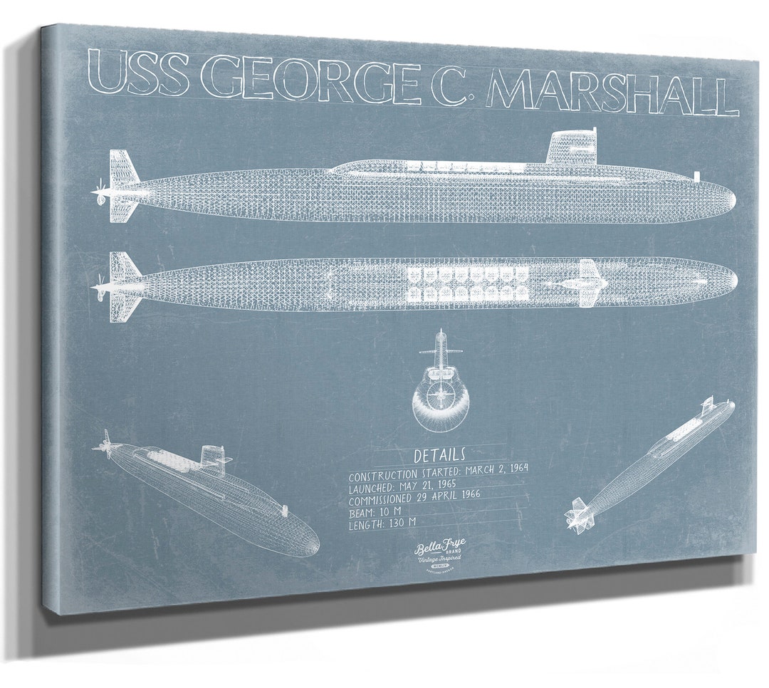 USS George C. Marshall (SSBN-654) Blueprint Wall Art - Original ...