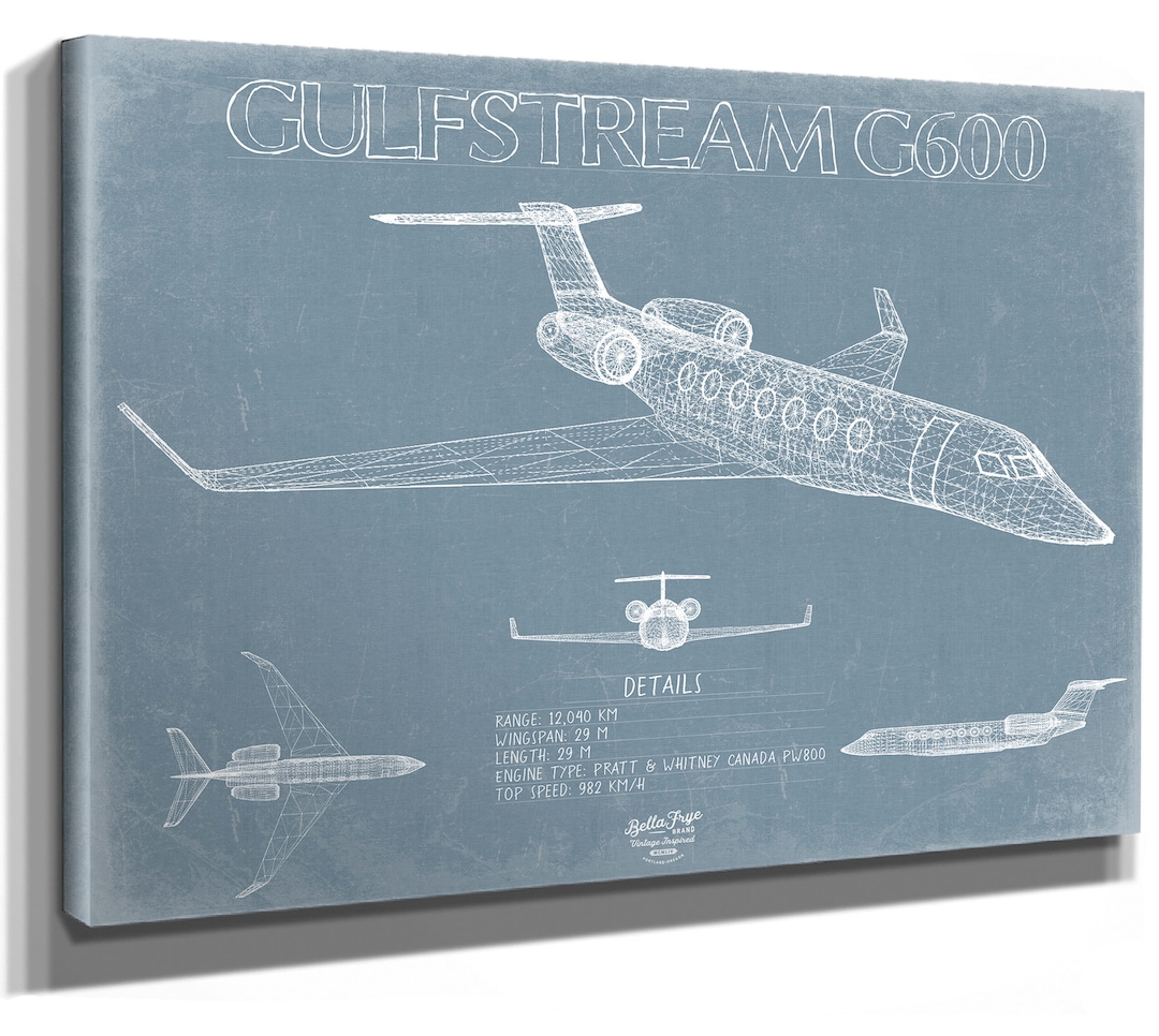 Gulfstream G600 Aircraft Blueprint Wall Art - Original Aviation Plane ...