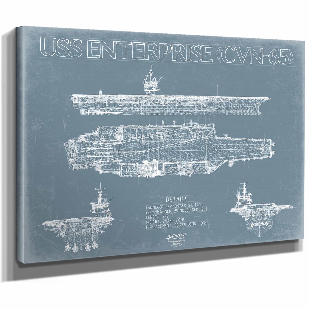 USS Enterprise (CVN-65) Aircraft Carrier Blueprint Wall Art - Original ...