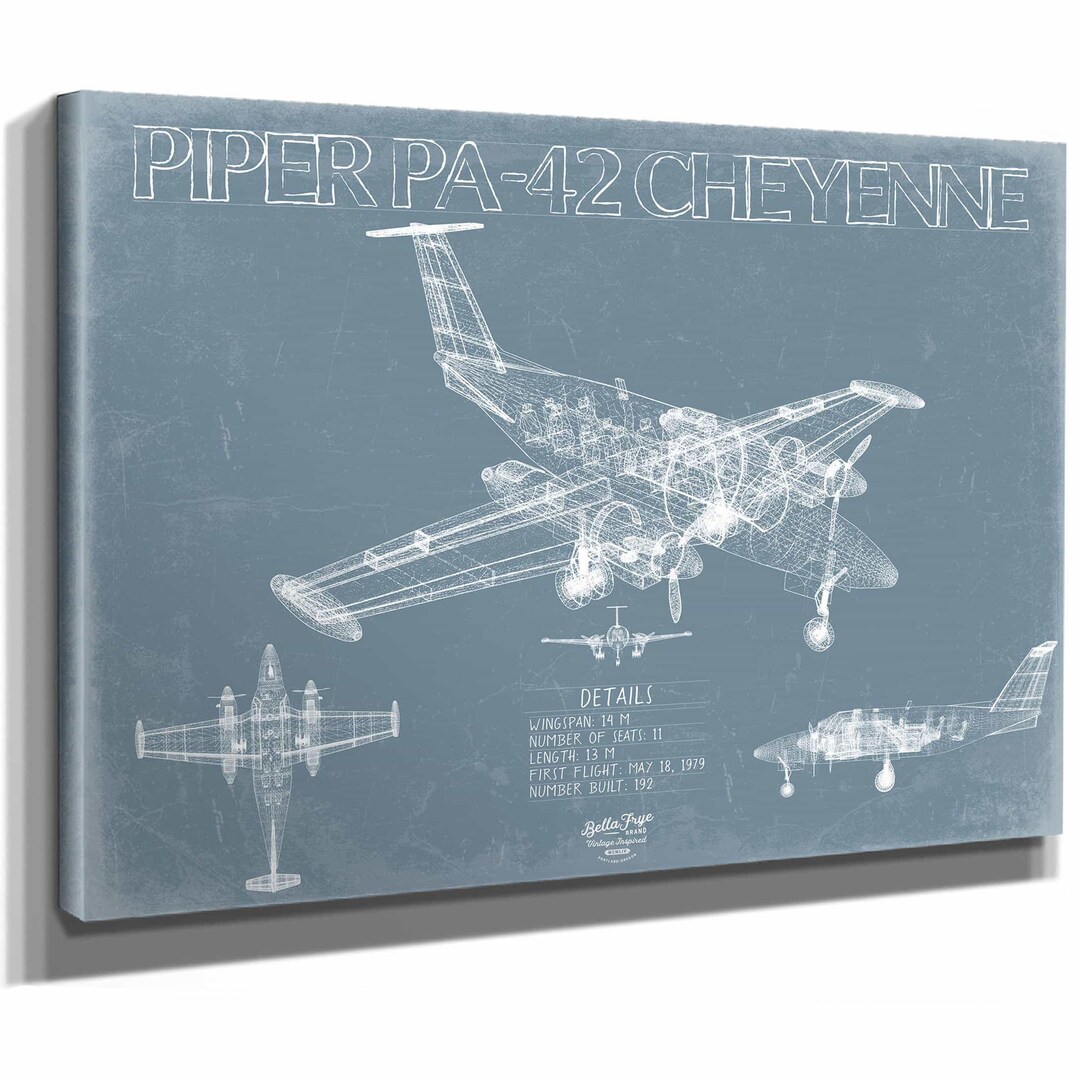 Piper PA-42 Cheyenne Aircraft Blueprint Wall Art - Original Airplane ...
