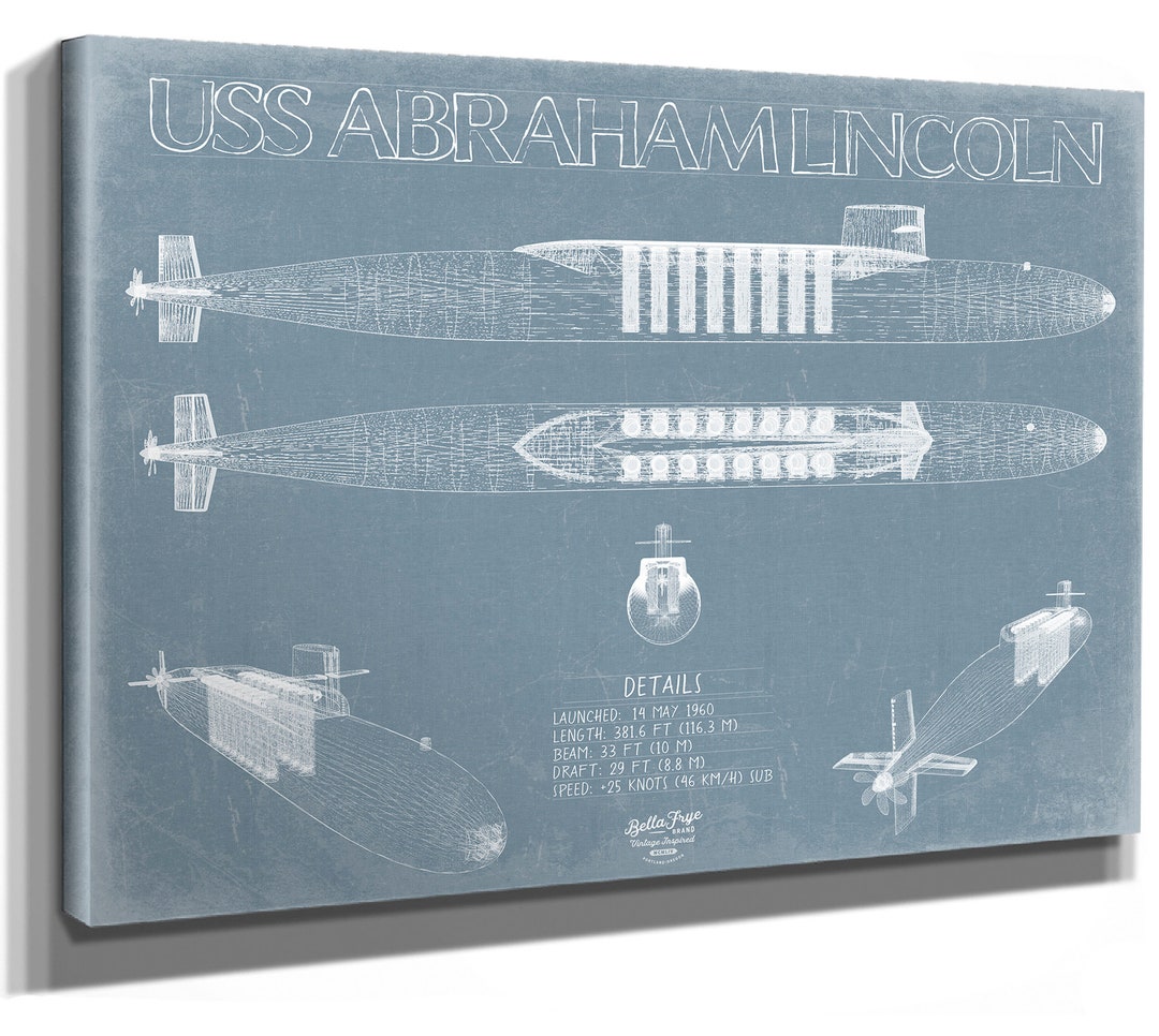 USS Abraham Lincoln (SSBN-602) Blueprint Wall Art - Original Submarine ...