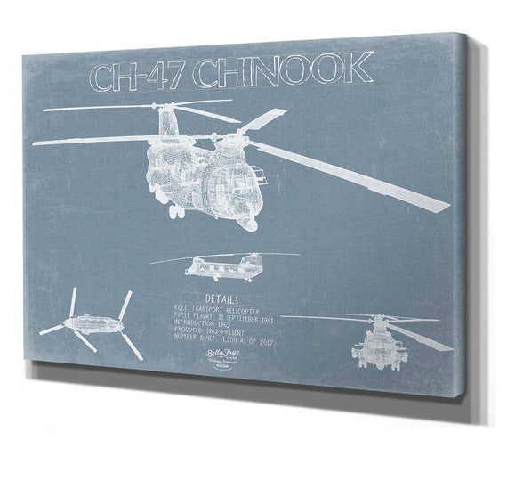 Boeing CH-47 Chinook Helicopter Blueprint Wall Art Original - Etsy