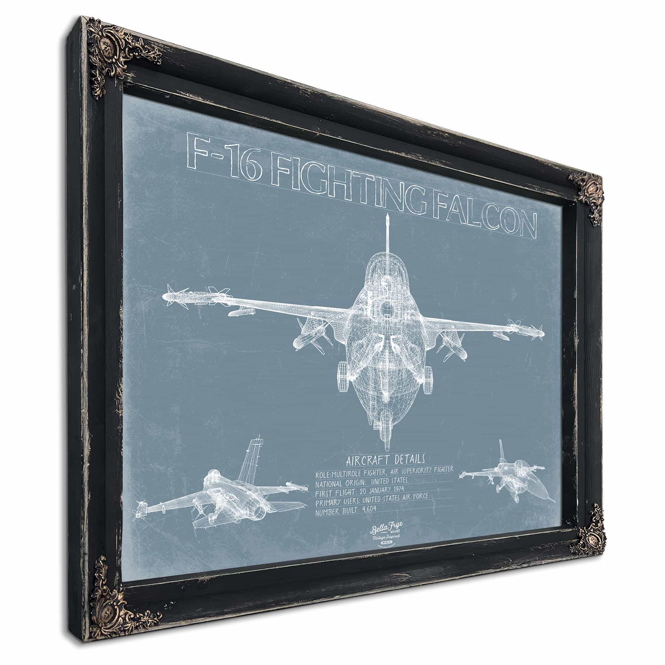 F-16 Aircraft Blueprint Wall Art - Original Fighter Plane Print - Etsy