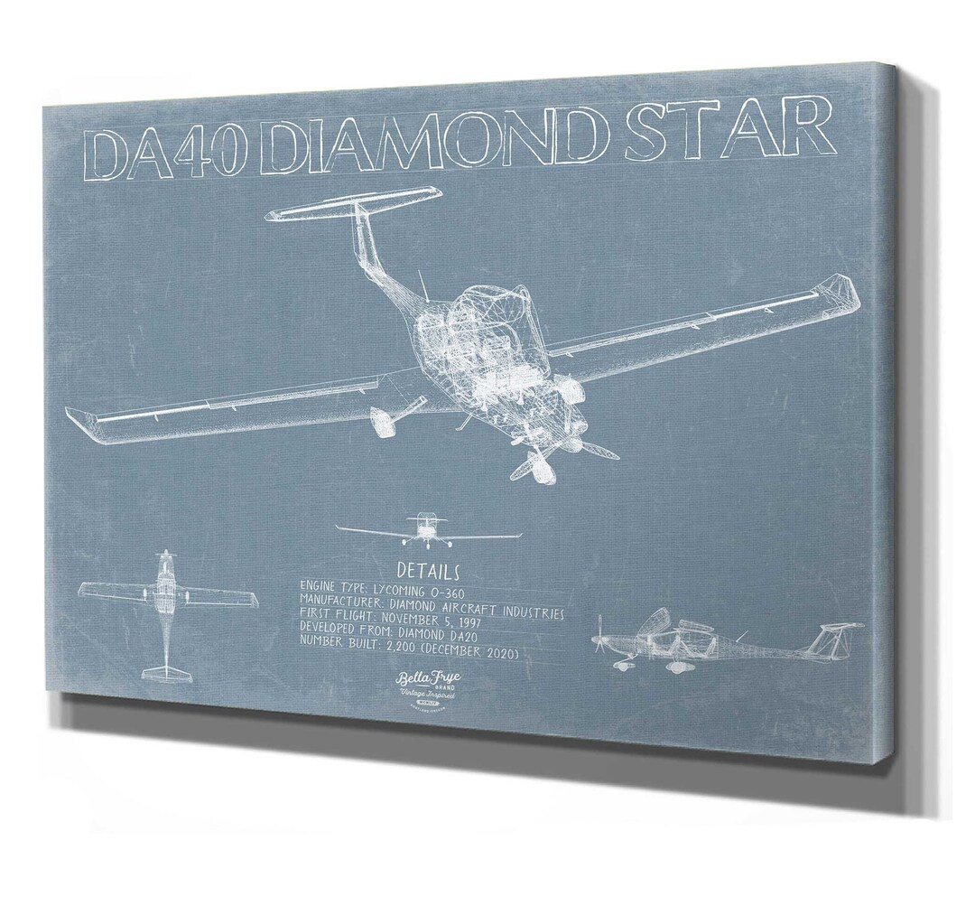 Diamond DA40 Diamond Star Aircraft Blueprint Wall Art - Original ...