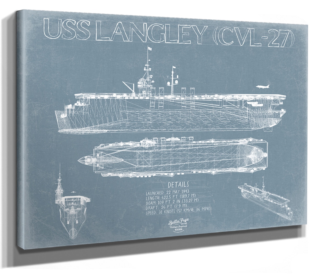 USS Langley (CVL-27) Blueprint Wall Art - Original Carrier Print - Etsy