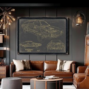 Vintage 1971 Ford Pinto Model Print, Original Blueprint Canvas, Framed ...