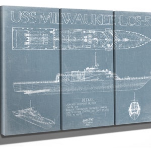 USS Milwaukee (LCS-5) Blueprint Wall Art - Original Littoral Combat ...